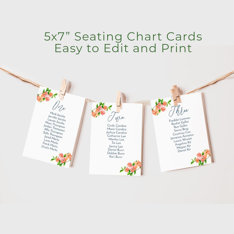 Seating Chart Template, Printable Seating Chart, Wedding Tables ...