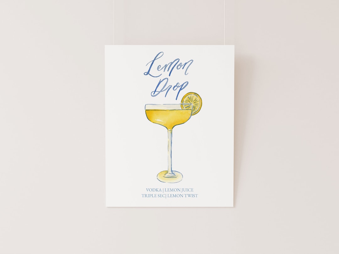 Lemon Drop Signature Cocktail TEMPLATE, Lemon Drop Cocktail Sign ...