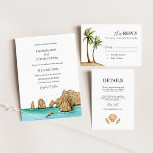 Cabo San Lucas Wedding Invitation Template: Beach Coastal Design ...