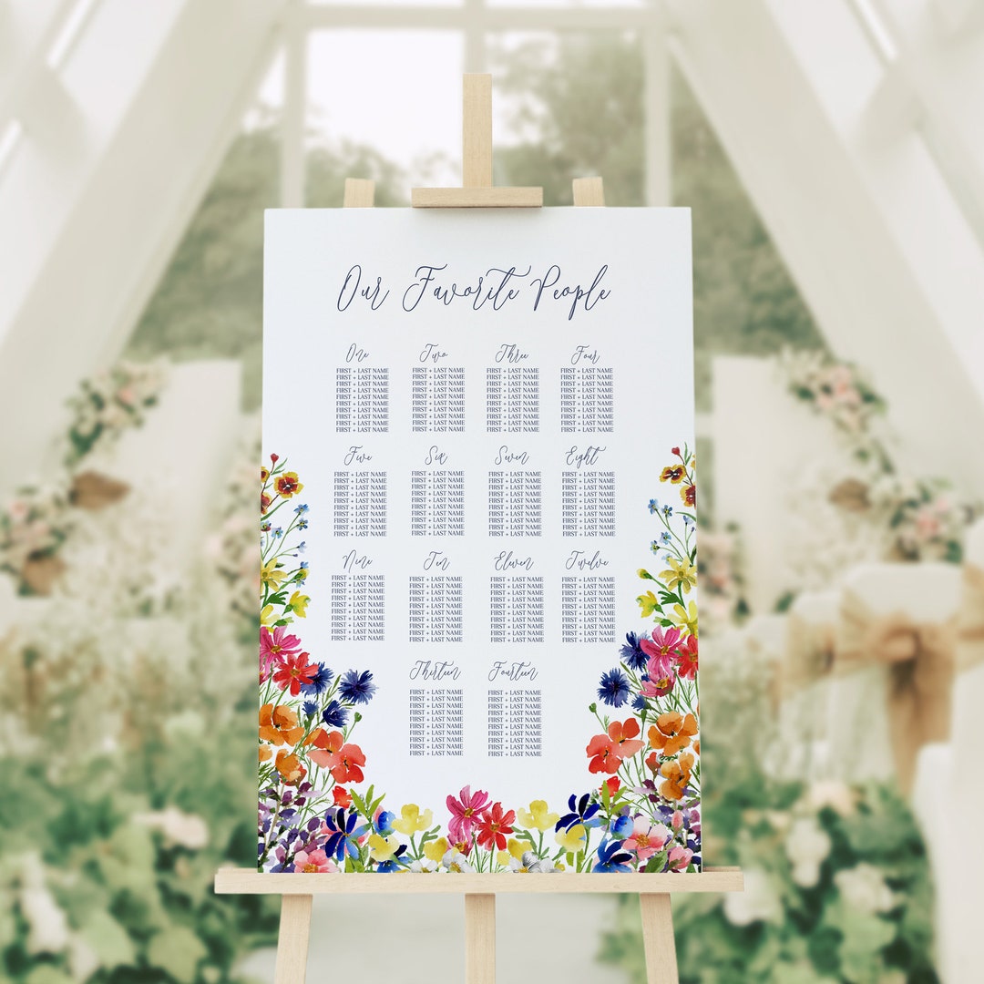 Wildflower Seating Chart Template, Printable Wedding Seating Plan ...