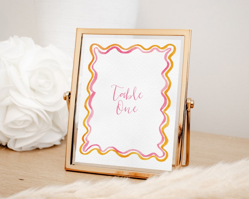 Watercolor Scallop Edge Table Number TEMPLATE, Sherbet Color Table ...