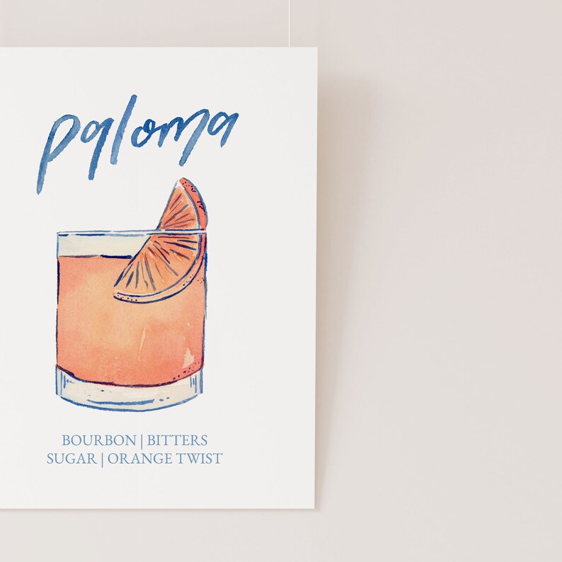 Paloma Signature Cocktail TEMPLATE Paloma Cocktail Sign - Etsy