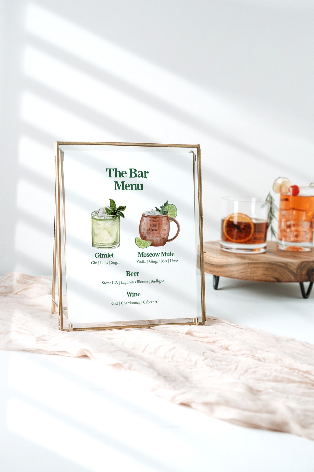 Watercolor Signature Cocktail Bar Menu Template: 24 Drinks (8x10 ...
