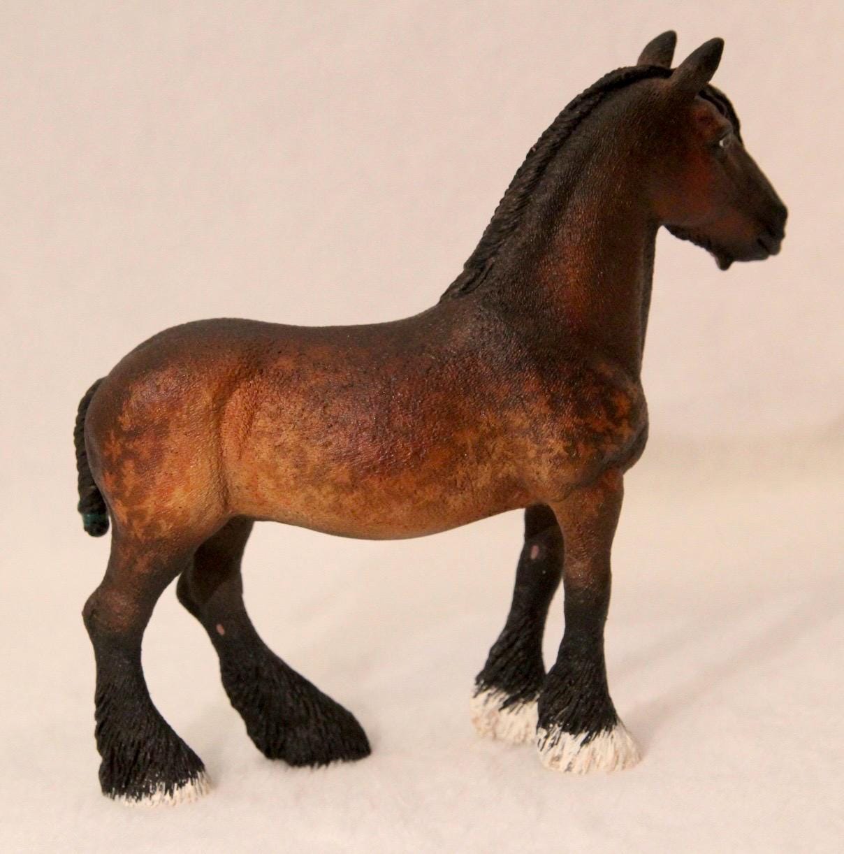 OOAK Model Horse - Schleich Dapple Bay Shire With Green Bows Repaint - Etsy