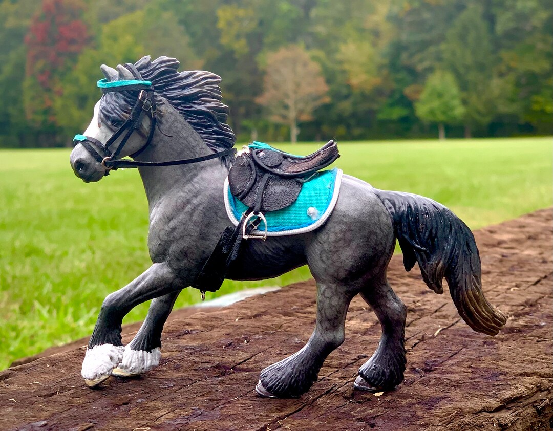 FULL Leather Tack Set for Schleich Model Horse Bridle, Saddle Pad ...