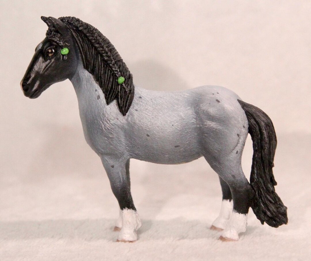 OOAK Model Horse - Schleich Blue Roan Icelandic With Hair-by-hair and ...