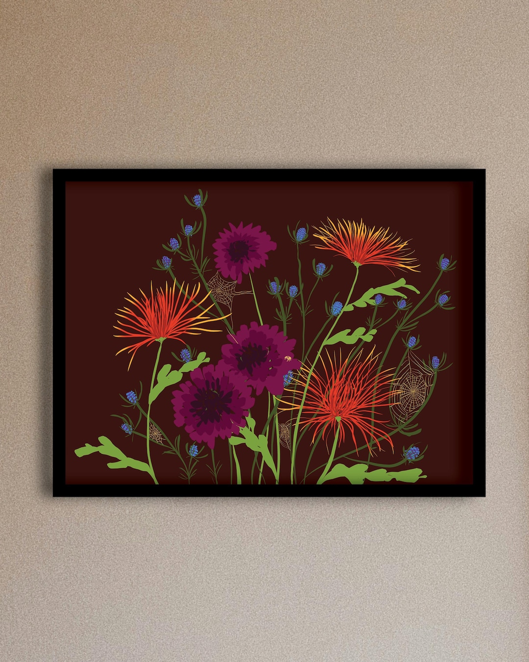 Spider Mum Bouquet Art Print: Fall Botanical Wall Decor (digital ...