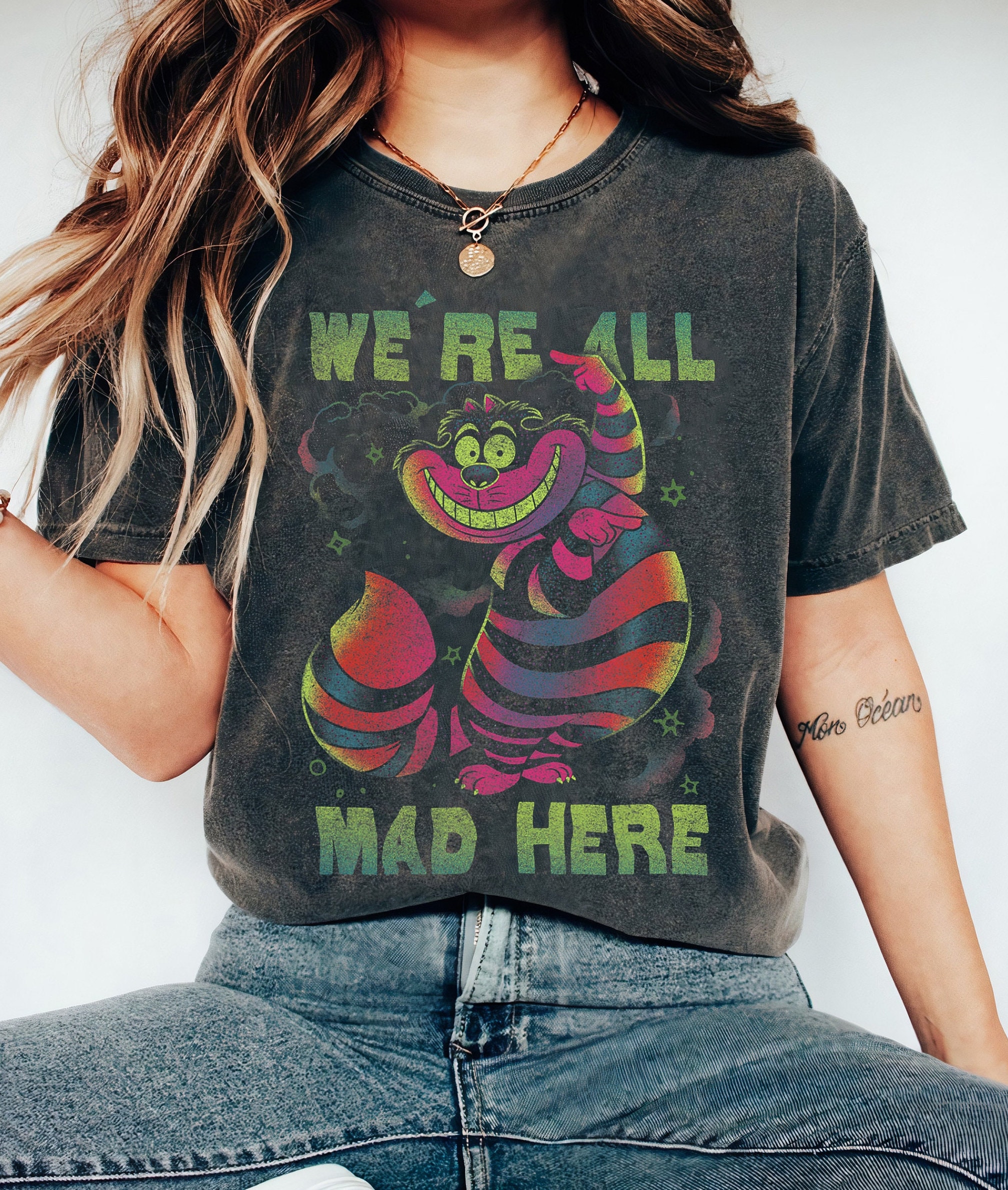 Disney Alice In Wonderland Cheshire Cat Neon All Mad Here Etsy Uk