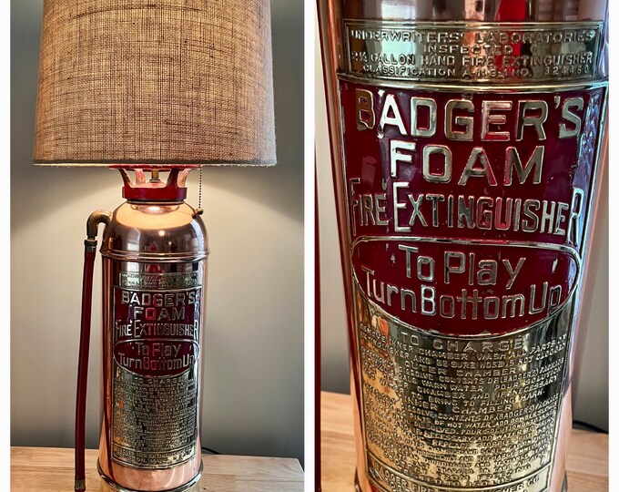 Antique Fire Extinguisher Lamp:badger Boston,ma, Copper and Vintage ...