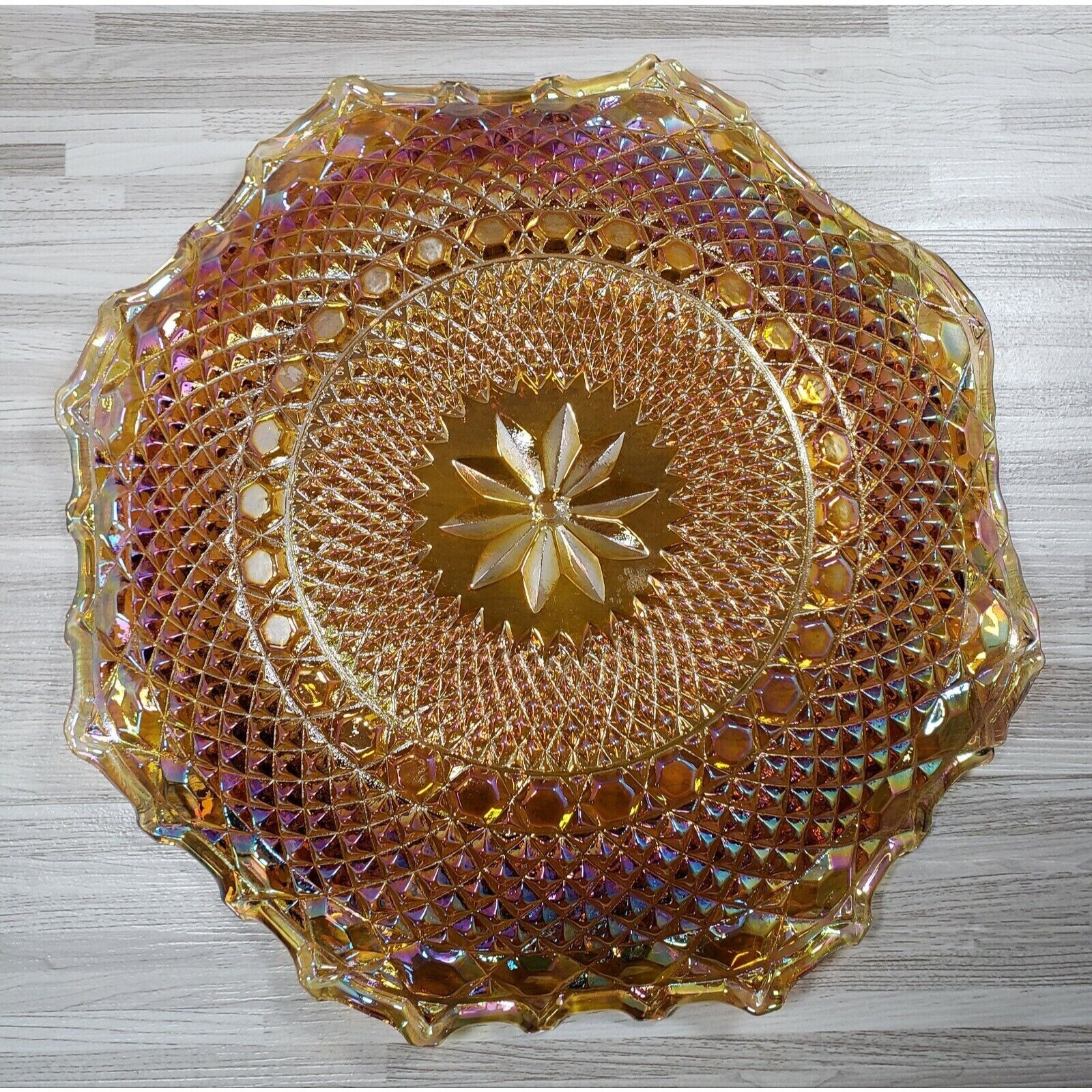 Indiana Glass Diamond Point Carnival Glass Ruffled Edge - Etsy