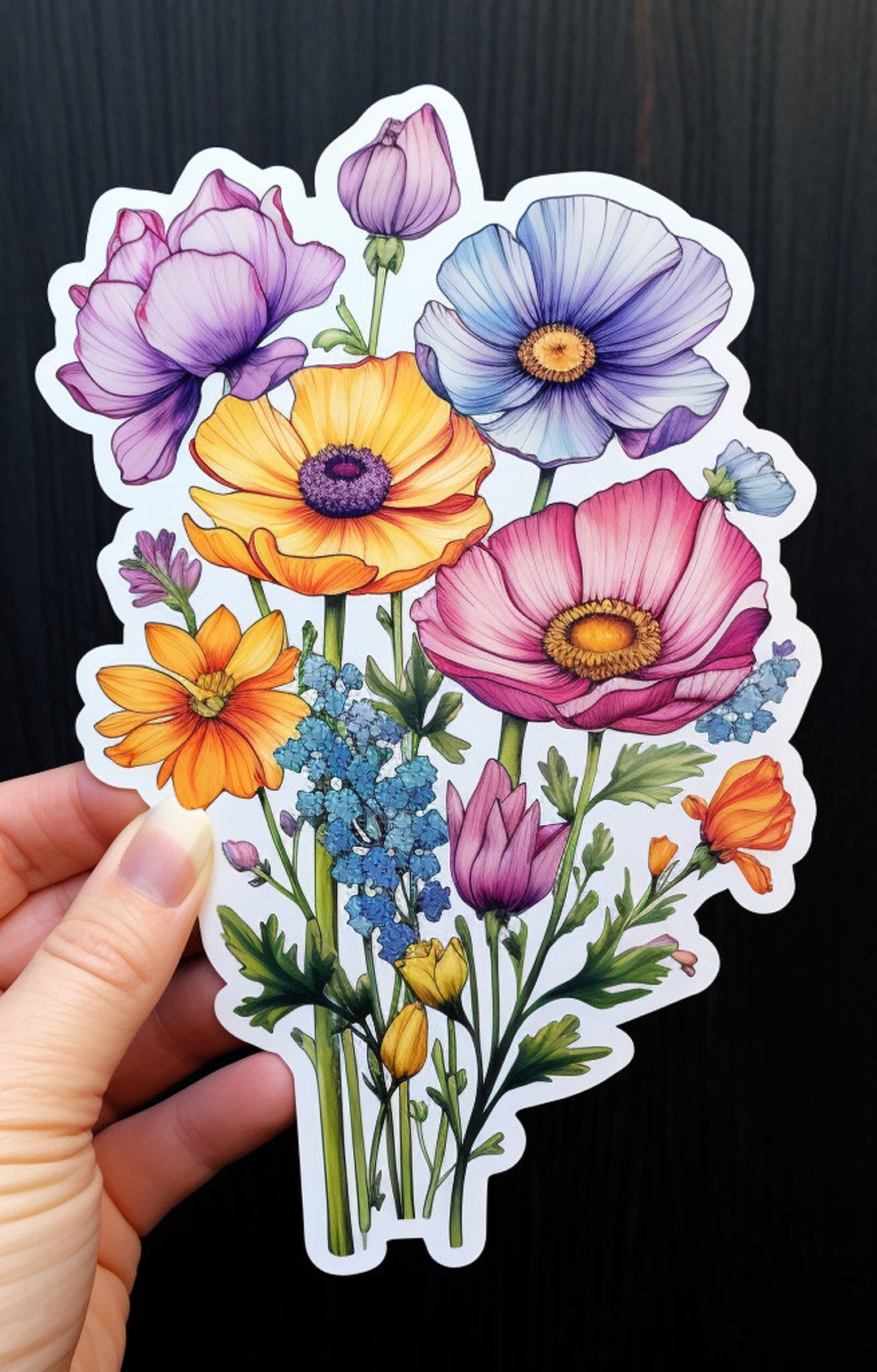 Wild Flower Kiss-cut Sticker - Etsy