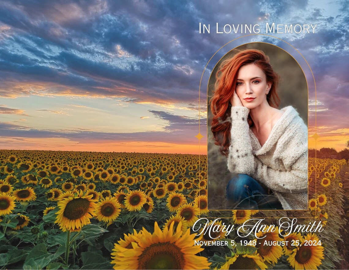 Sunflower Theme Memorial Folder for Funeral or Memorial Service - Etsy