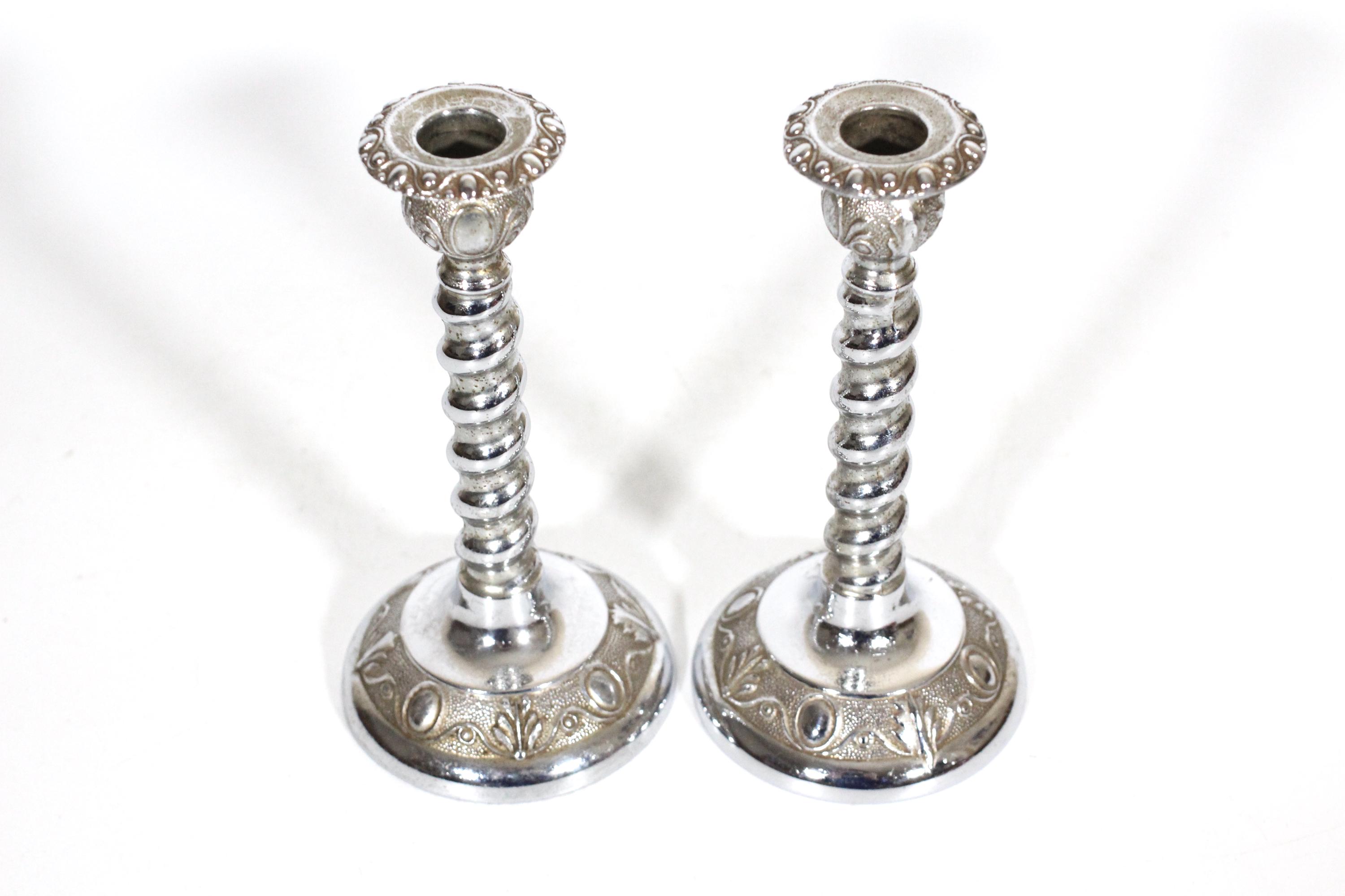 Lovely Pair of Vintage Chrome Barley Twist Candlesticks || Two Matching ...