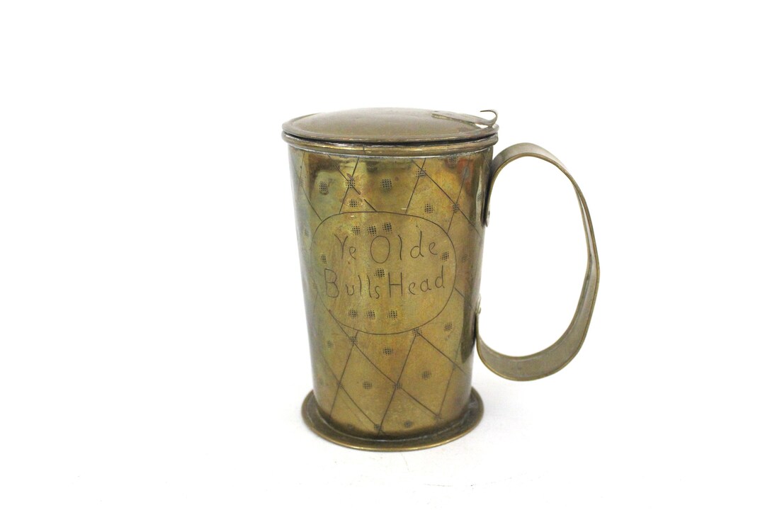 Vintage Lidded Tankard in Solid Brass With Decorative Etchings || Retro ...