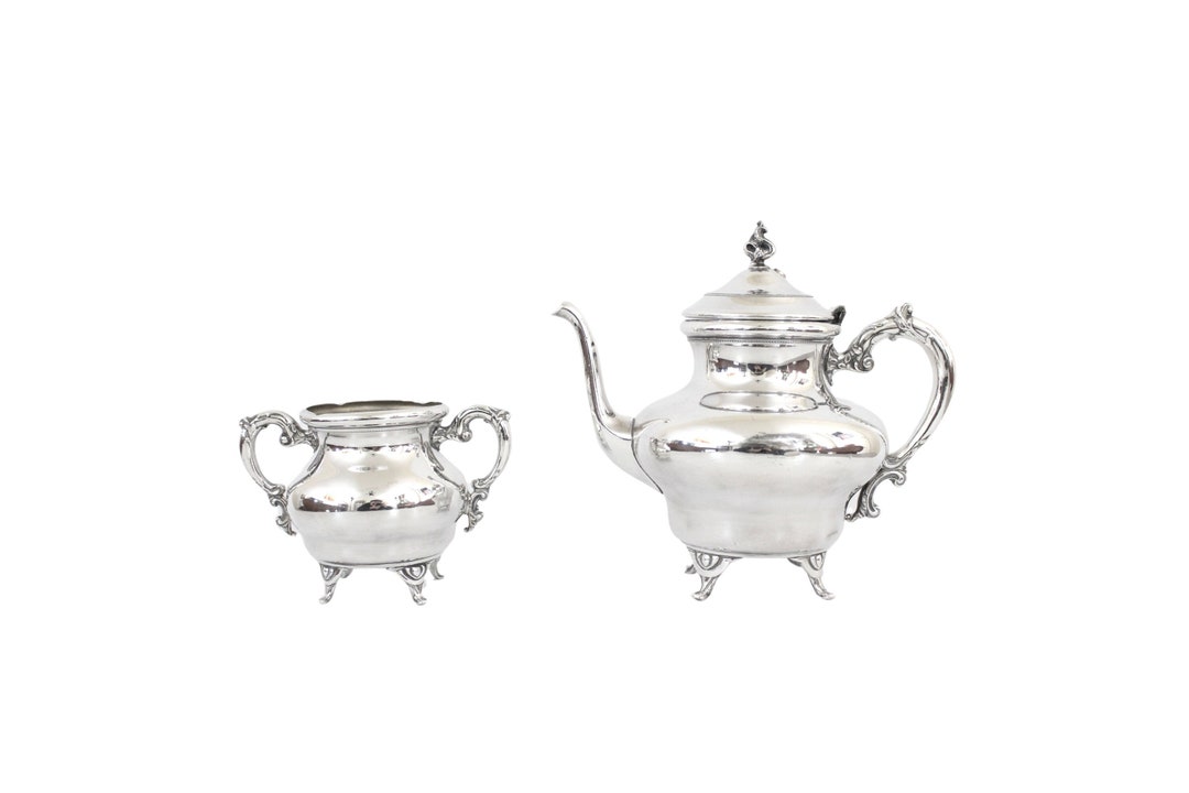 Charming Vintage Two-piece Footed Silver Plated Tea Set by Monarch ...