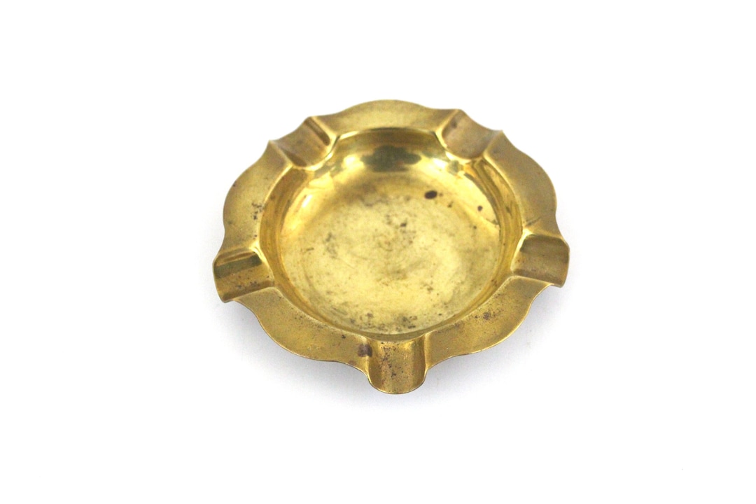 Small Vintage Ashtray in Solid Brass With Traditional Design || Retro ...