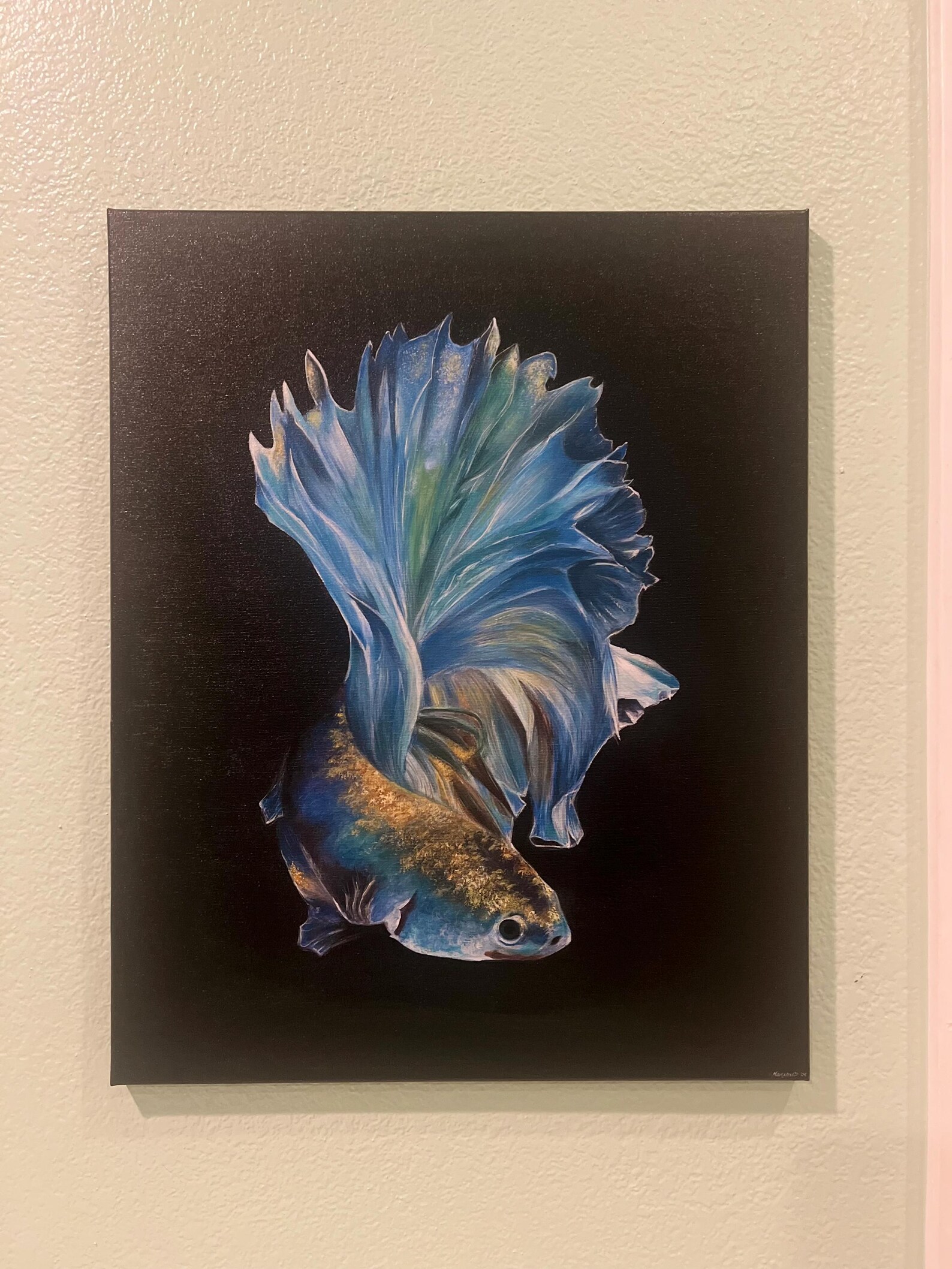 Blue Betta Fish Painting - 16x20 Acrylic Painting | Vibrant Wall Decor ...
