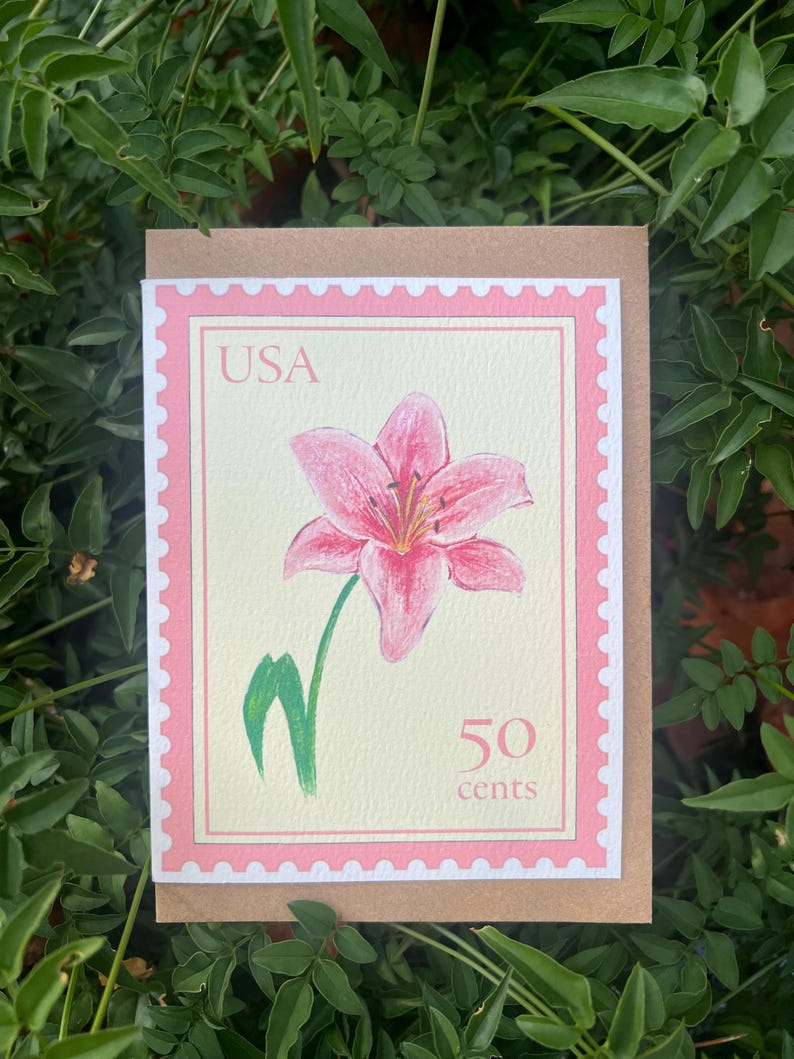 Floral Watercolor Lily Card – Stamp Art, Blank Inside - Etsy