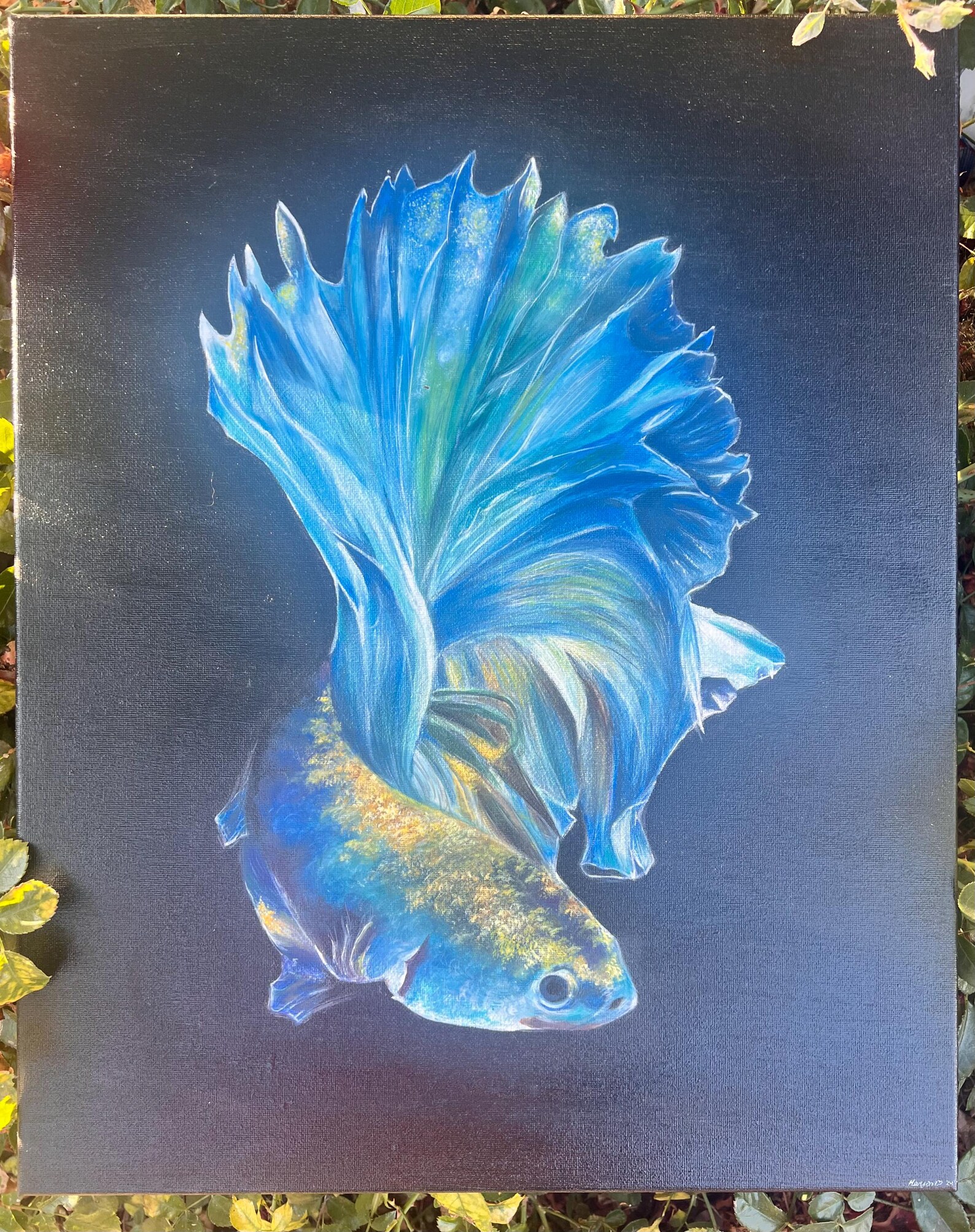 Blue Betta Fish Painting - 16x20 Acrylic Painting | Vibrant Wall Decor ...