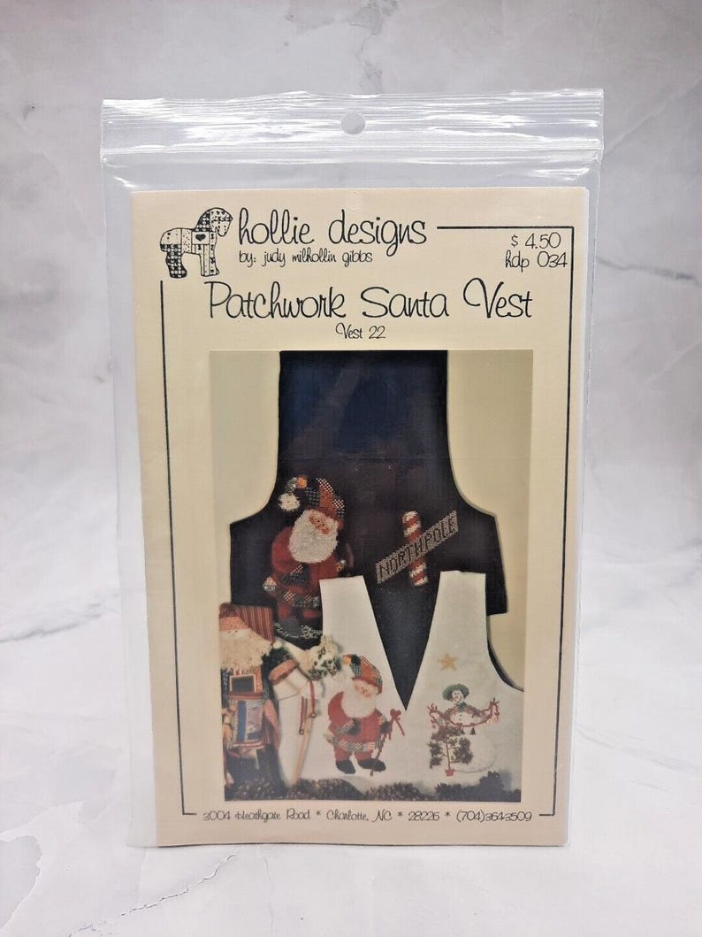 Vintage Hollie Designs Cross Stitch Pattern Patchwork Santa Vest - Etsy