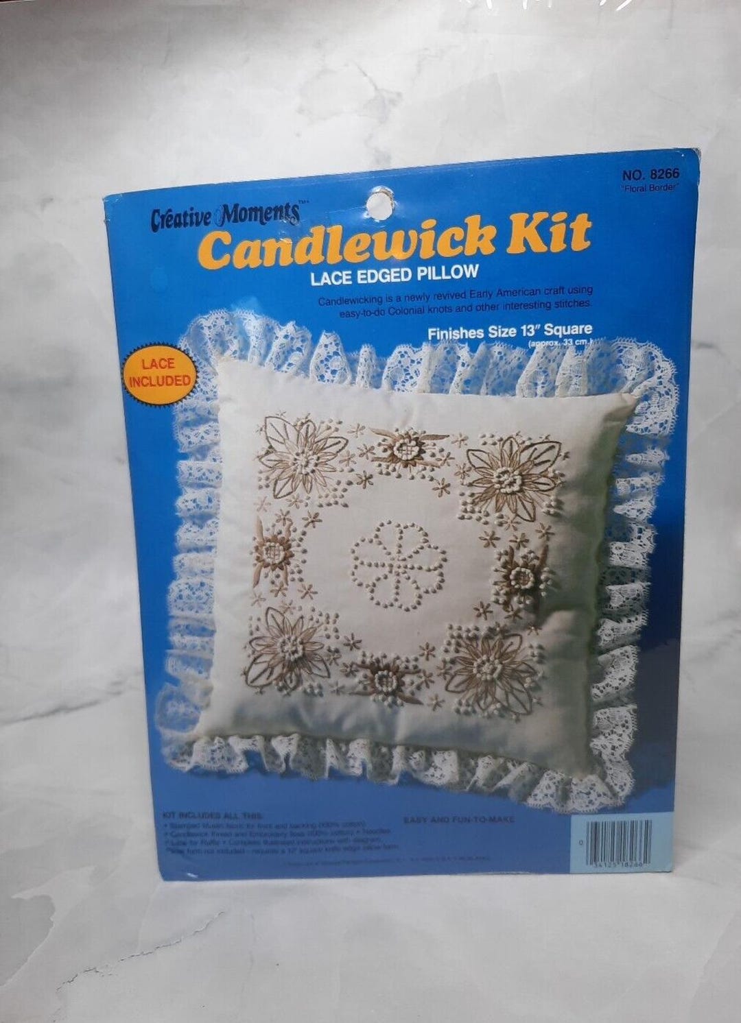 1983 Paragon Creative Moments Candlewick Kit Floral Border Lace Edged ...