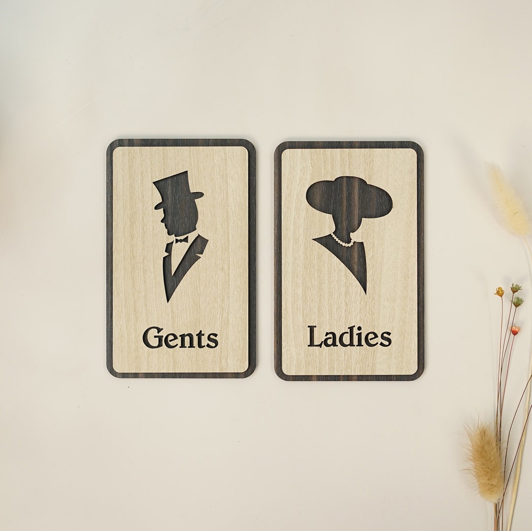 Vintage Wooden Restroom Sign: 3D Men and Women WC Decor - Etsy