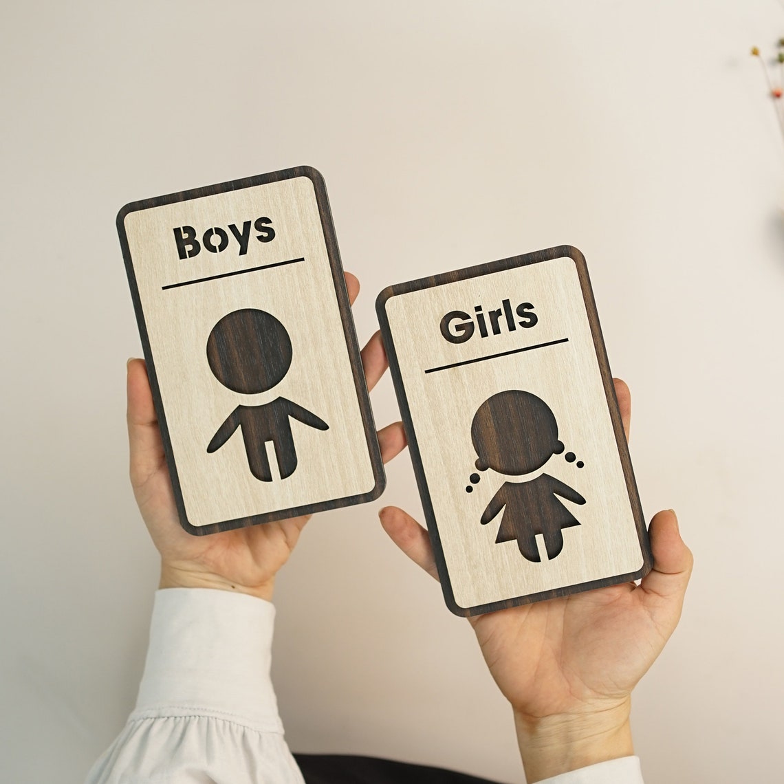 Boys and Girls Restroom Sign, WC Sign, Toilet Sign, Restroom Wooden ...