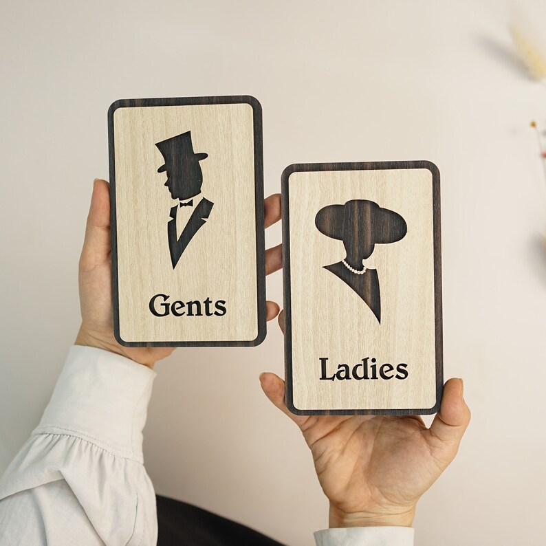 Vintage Wooden Restroom Sign: 3D Men and Women WC Decor - Etsy