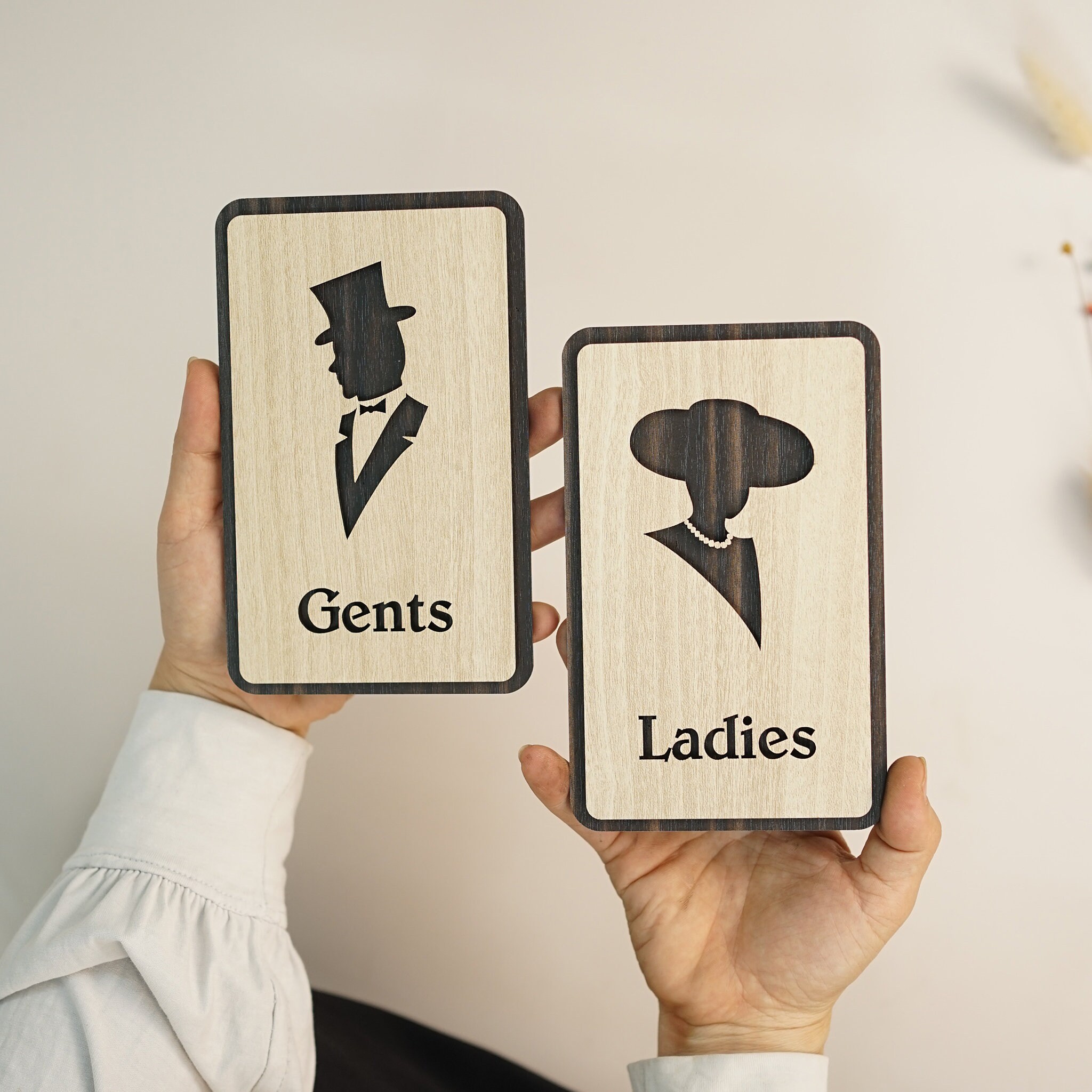 Vintage Wooden Restroom Sign: 3D Men and Women WC Decor - Etsy