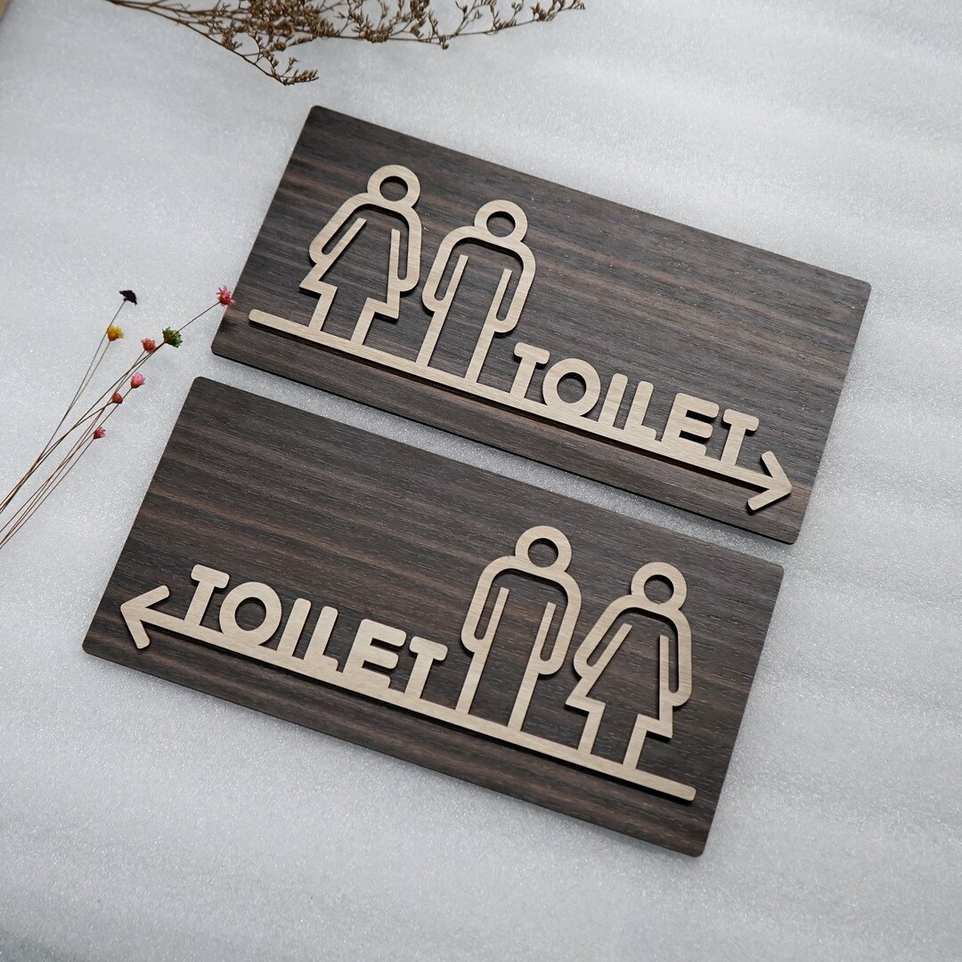 Toilet Wood Sign, Restroom Sign, Bathroom Sign, WC Sign, Wooden Door ...