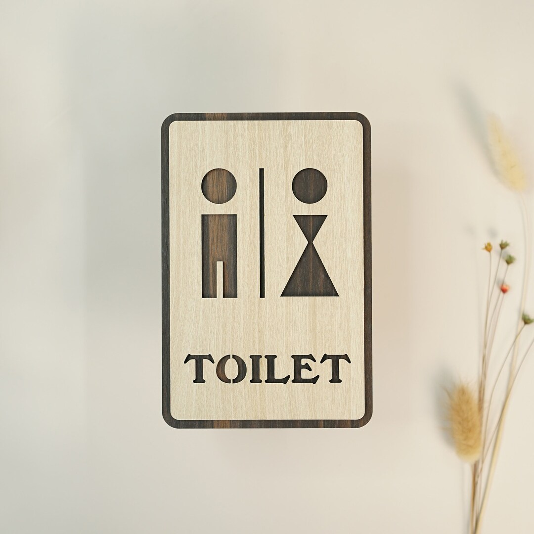 3D Wooden Toilet Sign: Vintage Restroom Door Decor - Etsy