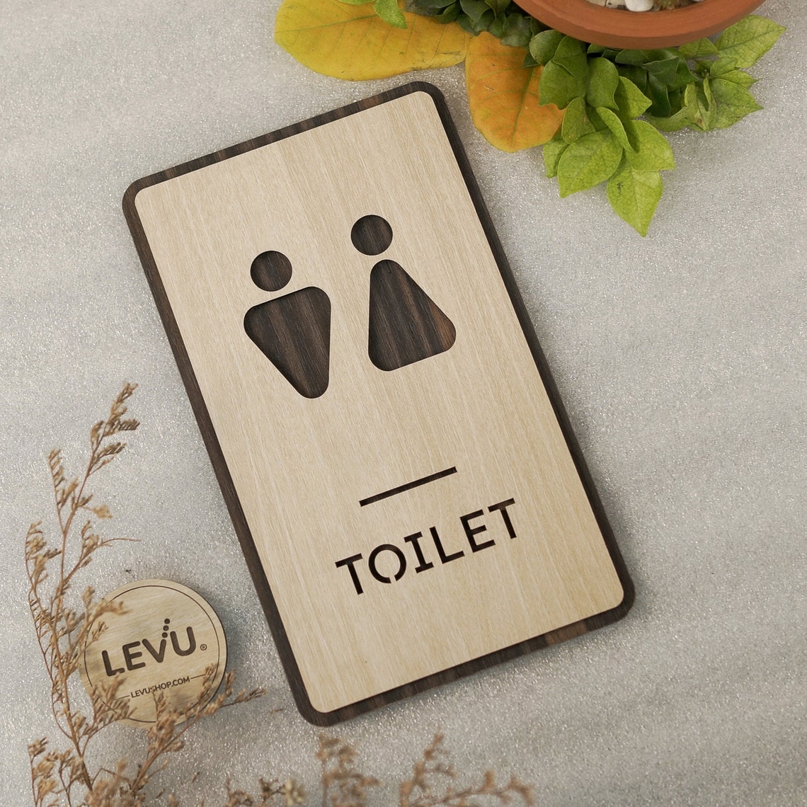 Wooden Rustic Restroom Signs, Toilet Door Signs, Bathroom Signs Modern ...