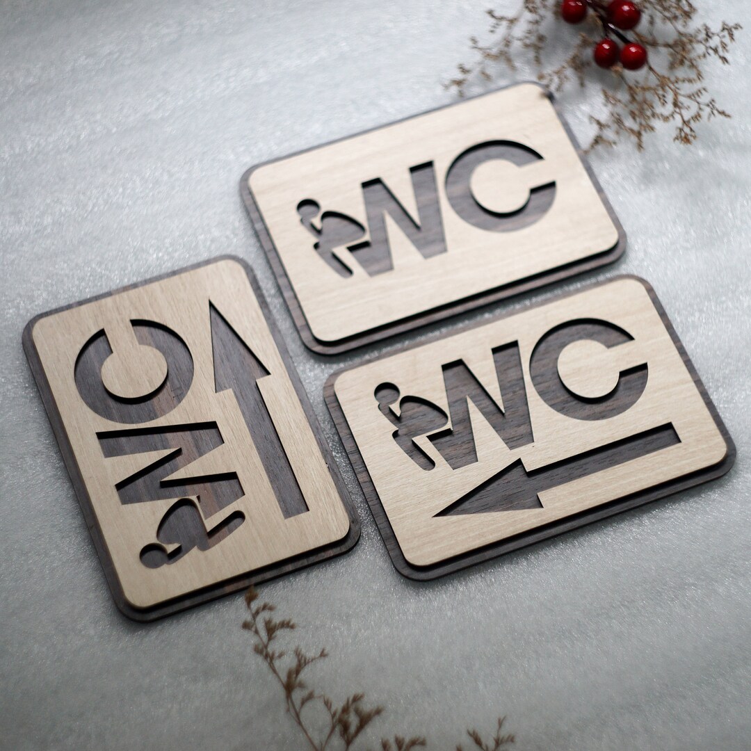 WC Sign, Toilet Door Sign, Wooden Restroom Sign, Handmade Restroom ...