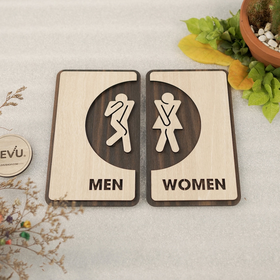 Restroom Men and Women Signs Bathroom Wooden Decor Signs Wooden Toilet ...