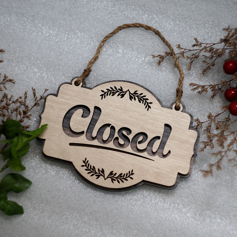 Personalized Wood Open Closed Sign: Double Sided Business Signage - Etsy