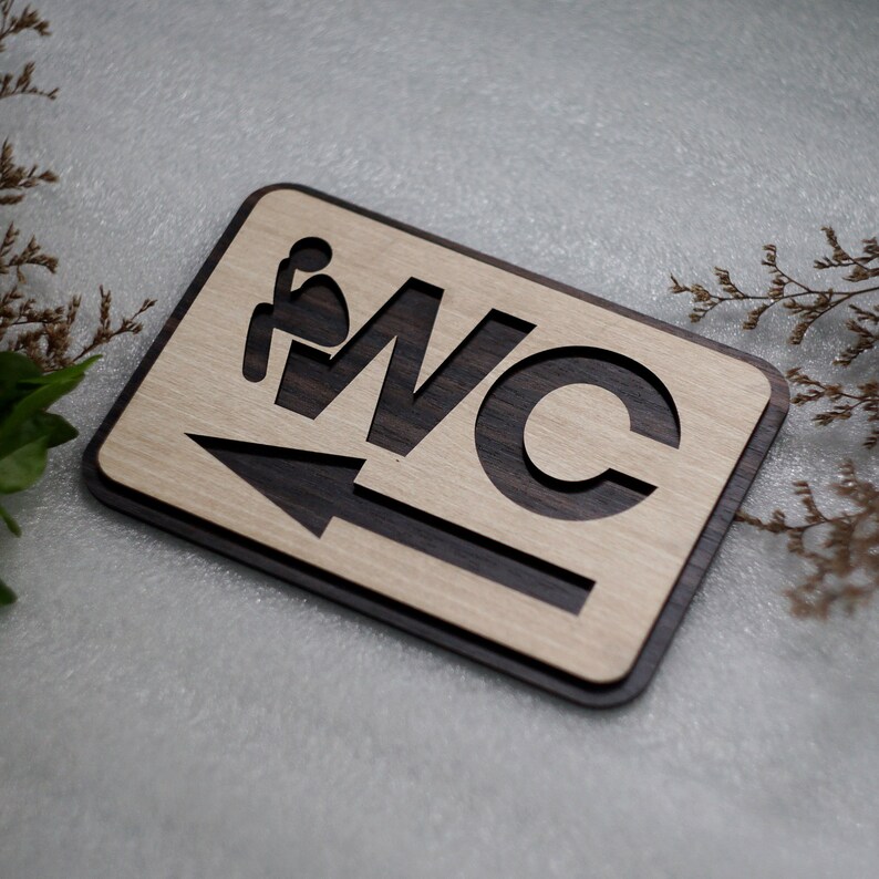 WC Sign, Toilet Door Sign, Wooden Restroom Sign, Handmade Restroom ...