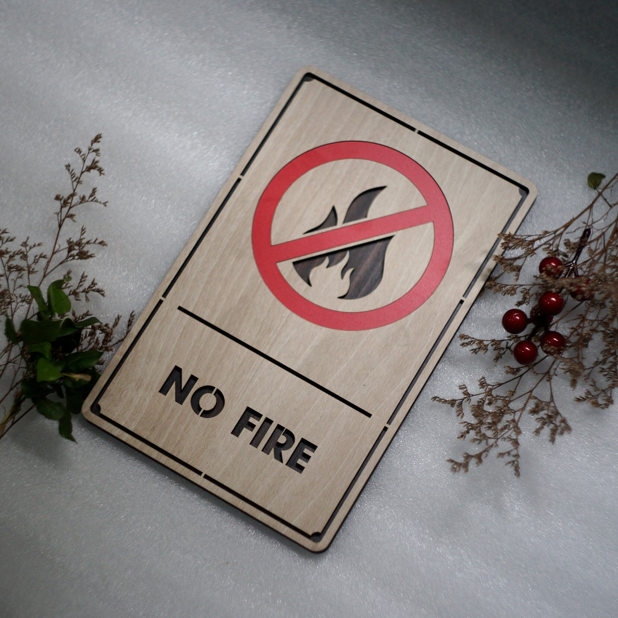 No Fire Wooden Sign, No Fire Area Sign, Warning Fire Sign Decor - Etsy