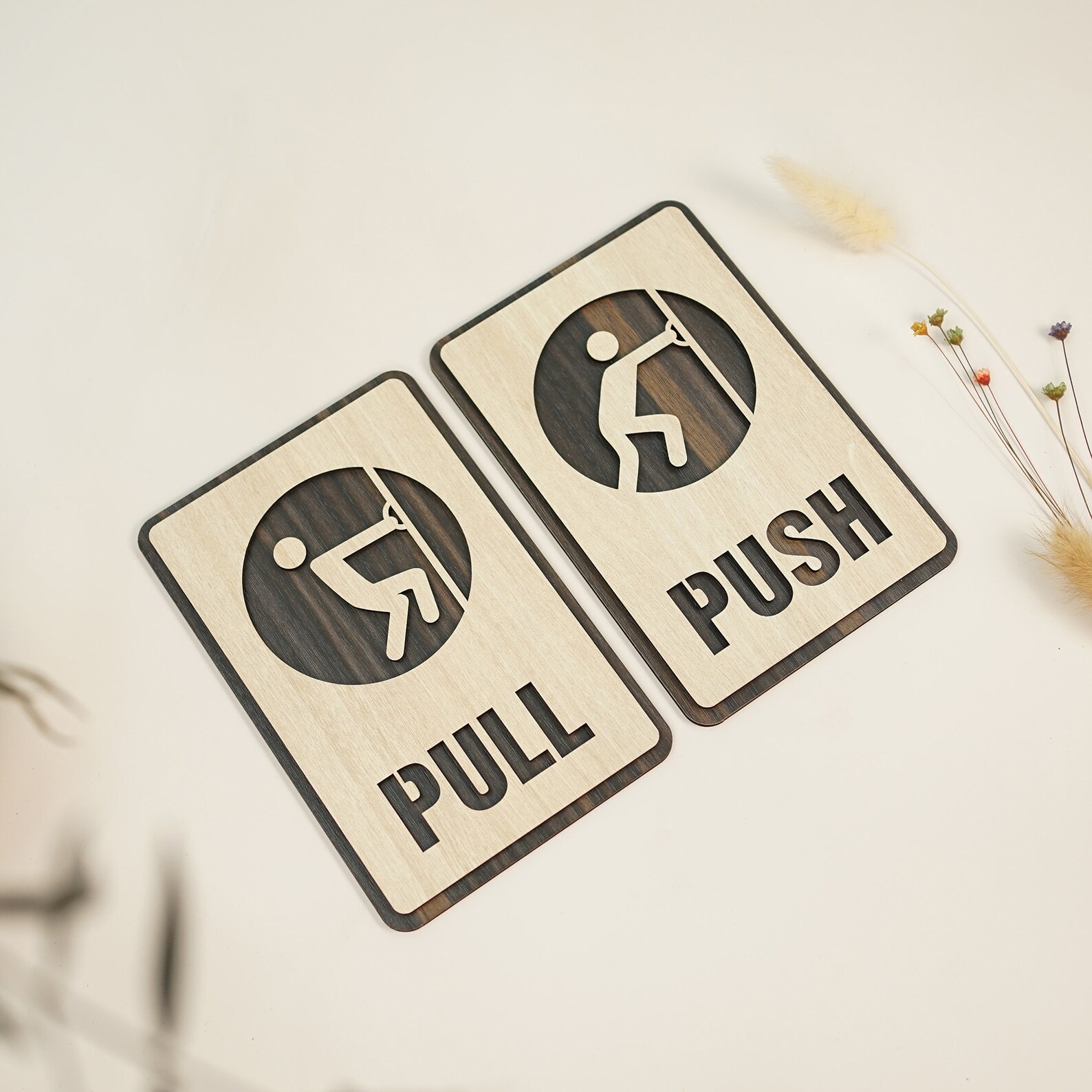 Pull & Push Signs, Pull Push Wood Sign, Pull and Push Door Signs, Home ...