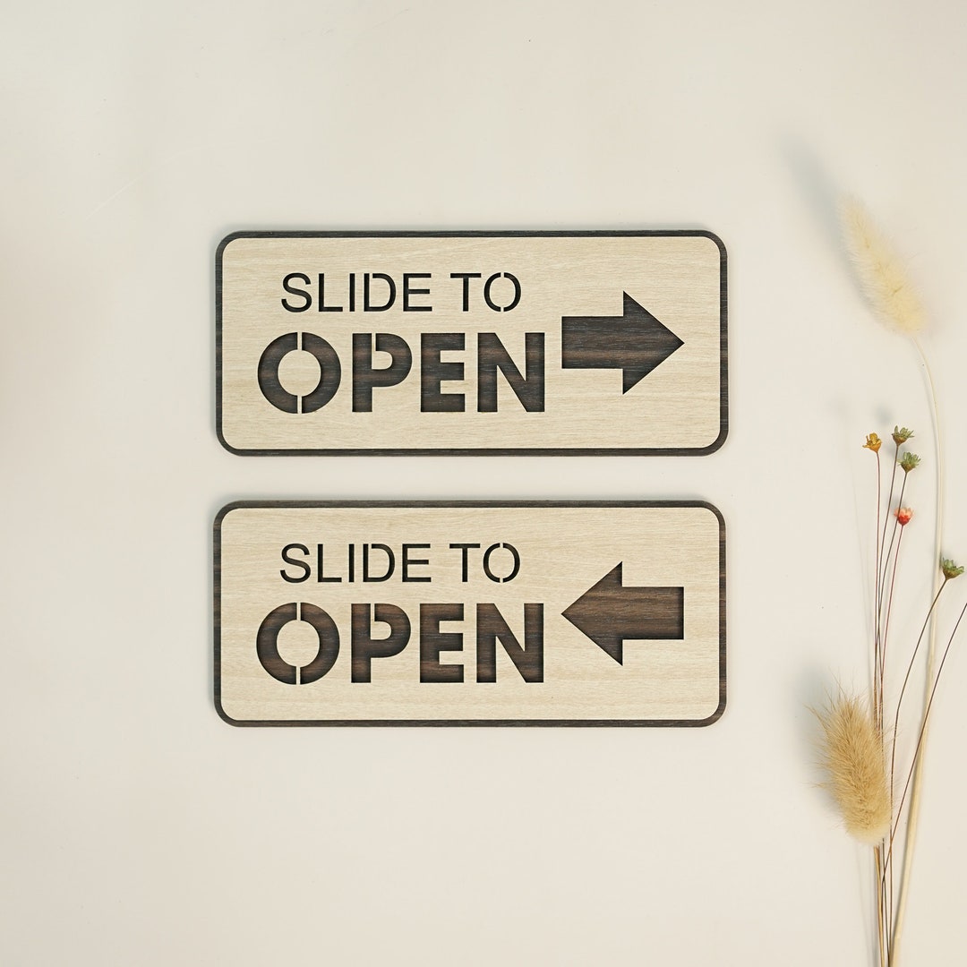 Slide to Open Wood Sign, Door Sign Decor, 3D Wood Sign, Office Decor ...