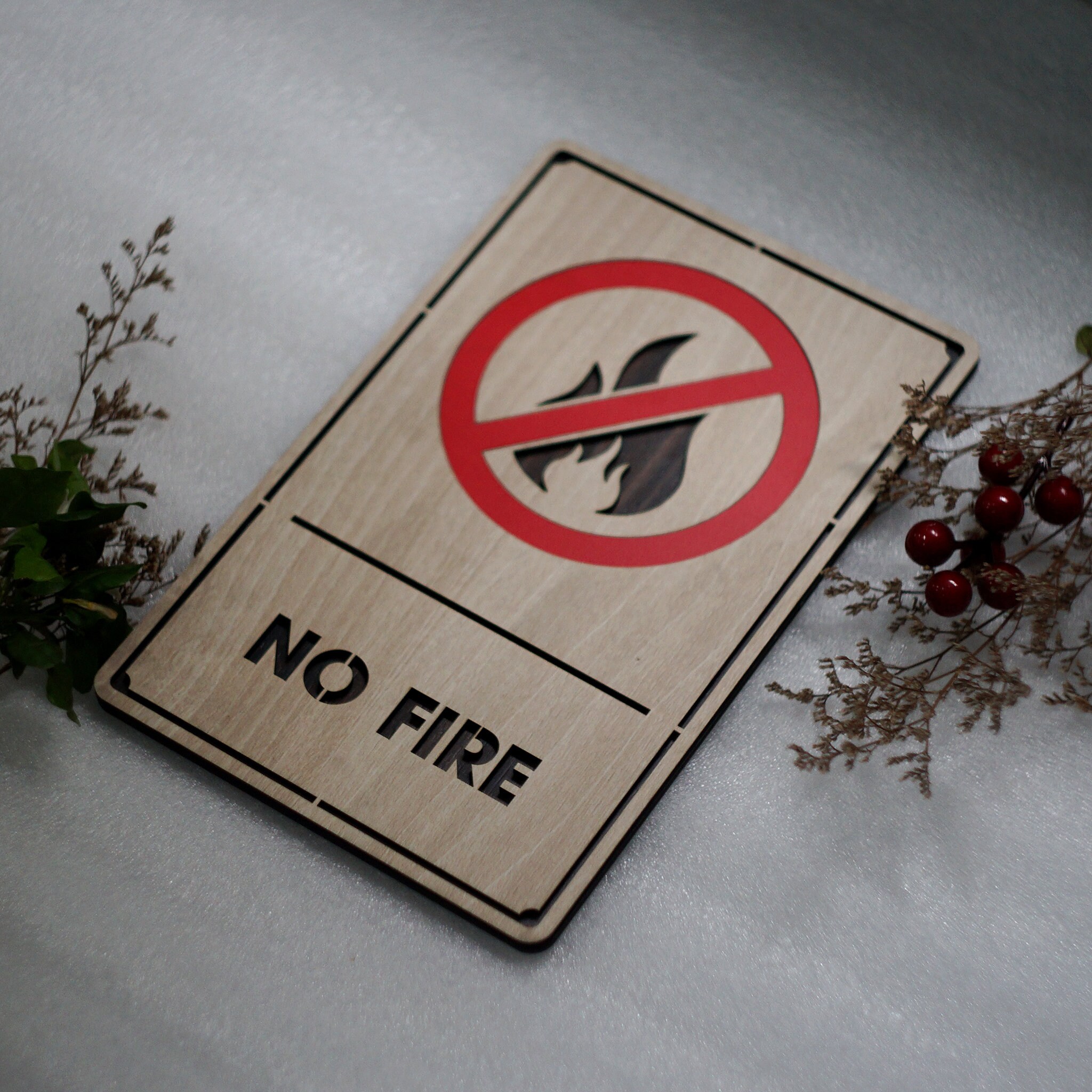 No Fire Wooden Sign, No Fire Area Sign, Warning Fire Sign Decor - Etsy