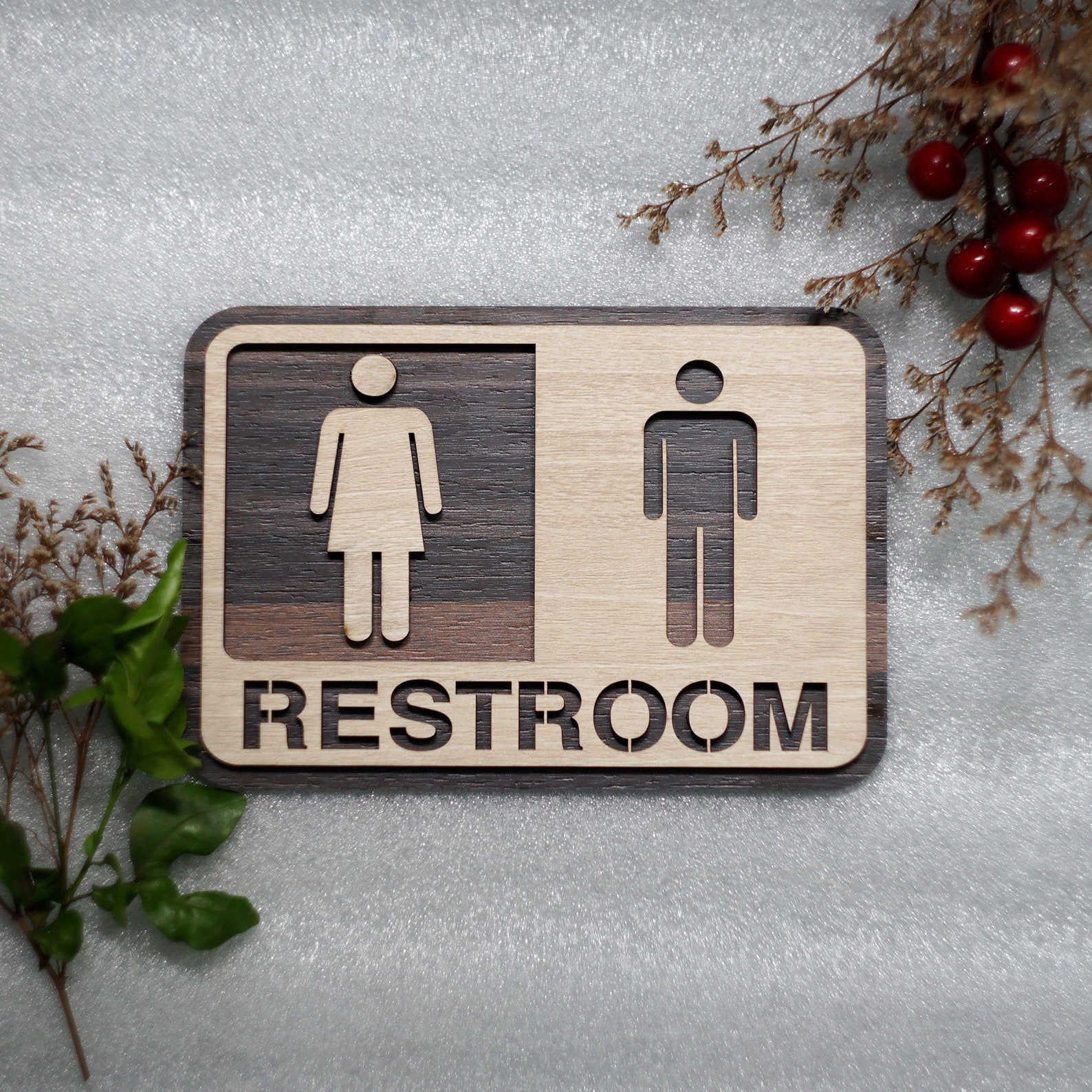 Wooden Restroom Sign Handmade Restroom Decor Signage WC - Etsy