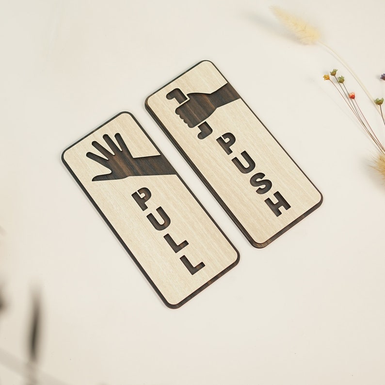 Pull/push Wooden Sign, Pull and Push Door Signs, Pull Push Wood Sign ...