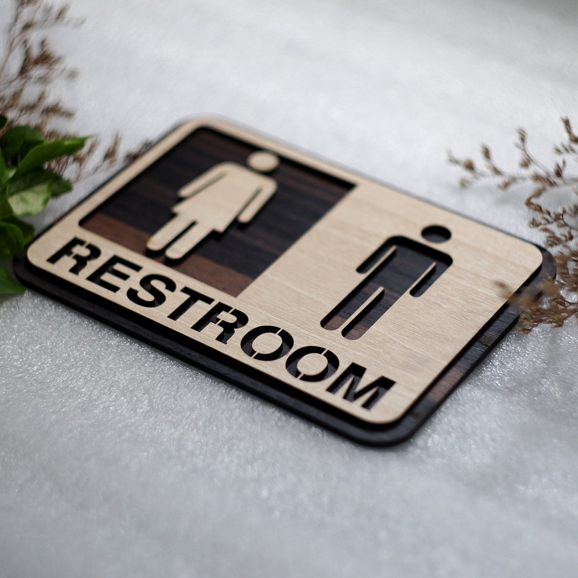 Wooden Restroom Sign Handmade Restroom Decor Signage WC - Etsy