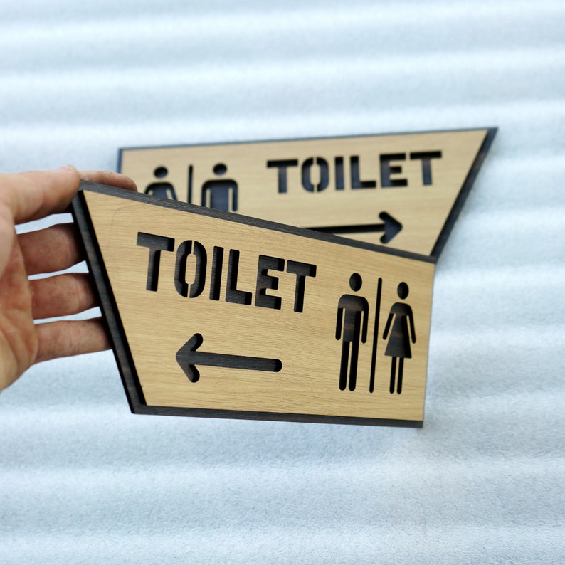 Wooden Toilet Door Sign Decor, Restroom Sign, Bathroom Signs, WC Sign ...