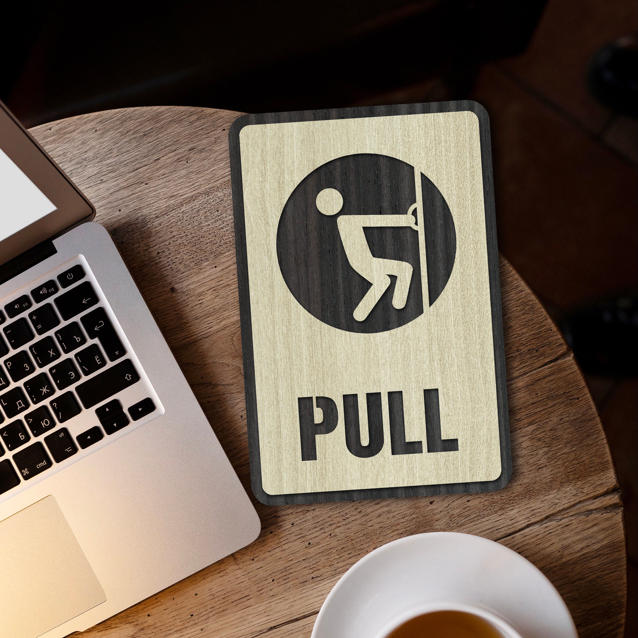 Wooden Push & Pull Door Sign Set, Doorway Signs, Hotel Doors, Office ...