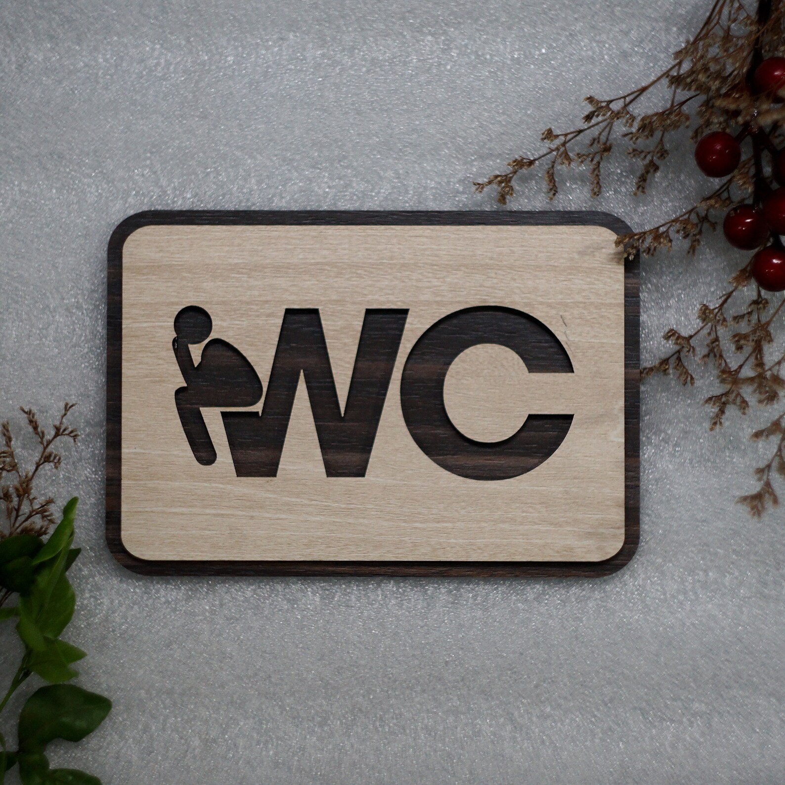 WC Sign, Toilet Door Sign, Wooden Restroom Sign, Handmade Restroom ...