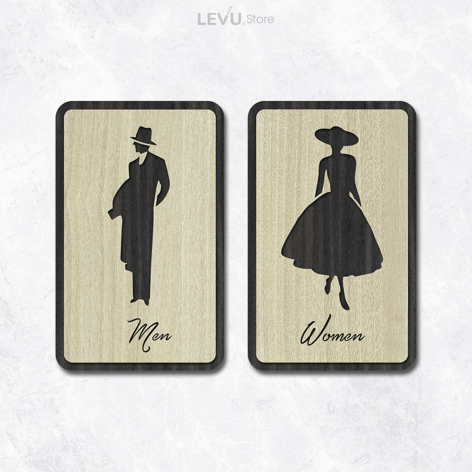 Men Women Toilet Sign, MDF Wooden Sign, Men Toilet Door Sign, Women ...