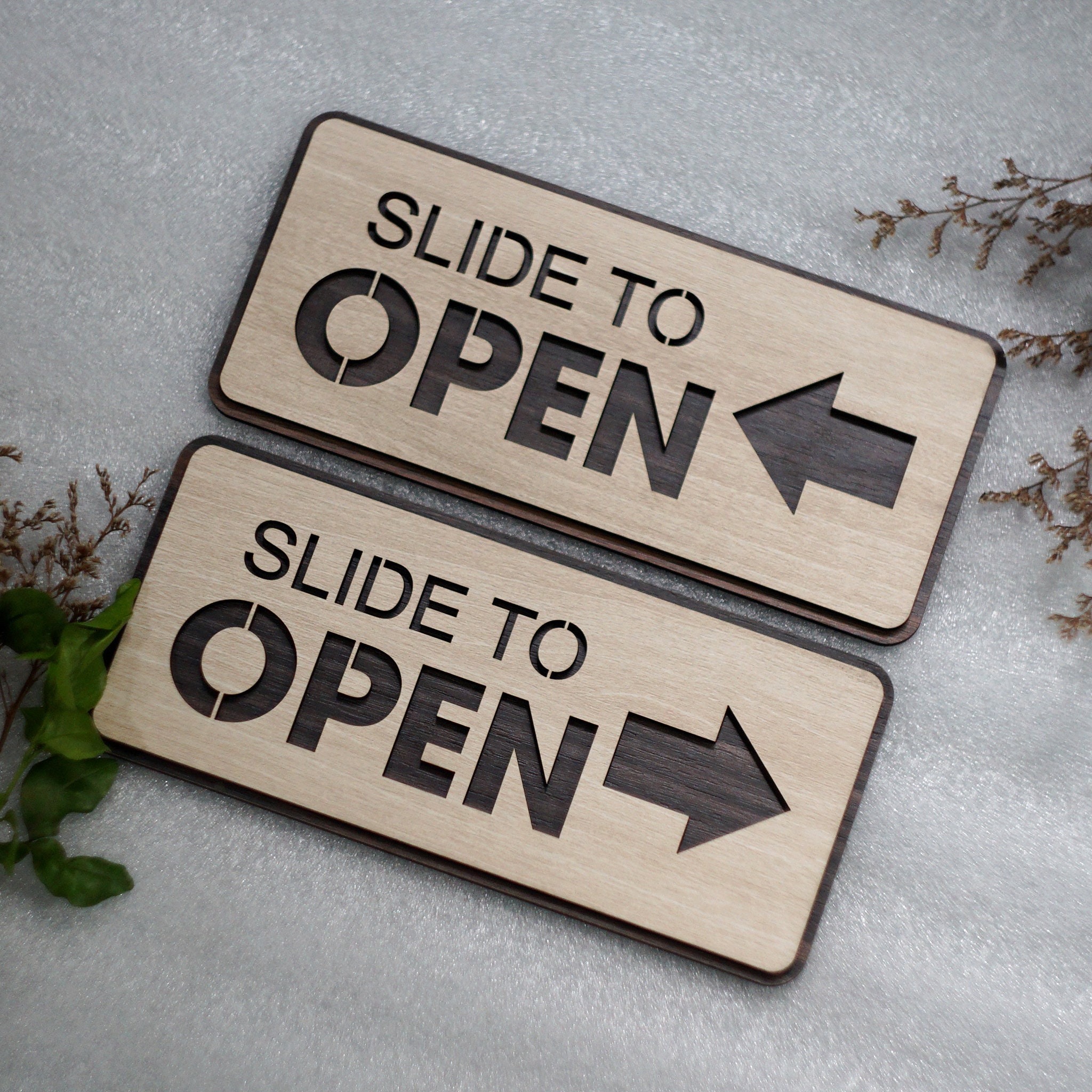 Slide to Open Sign, Wooden Sign, Office Decor, Hotel / Boutique / Store ...