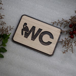 WC Sign, Toilet Door Sign, Wooden Restroom Sign, Handmade Restroom ...