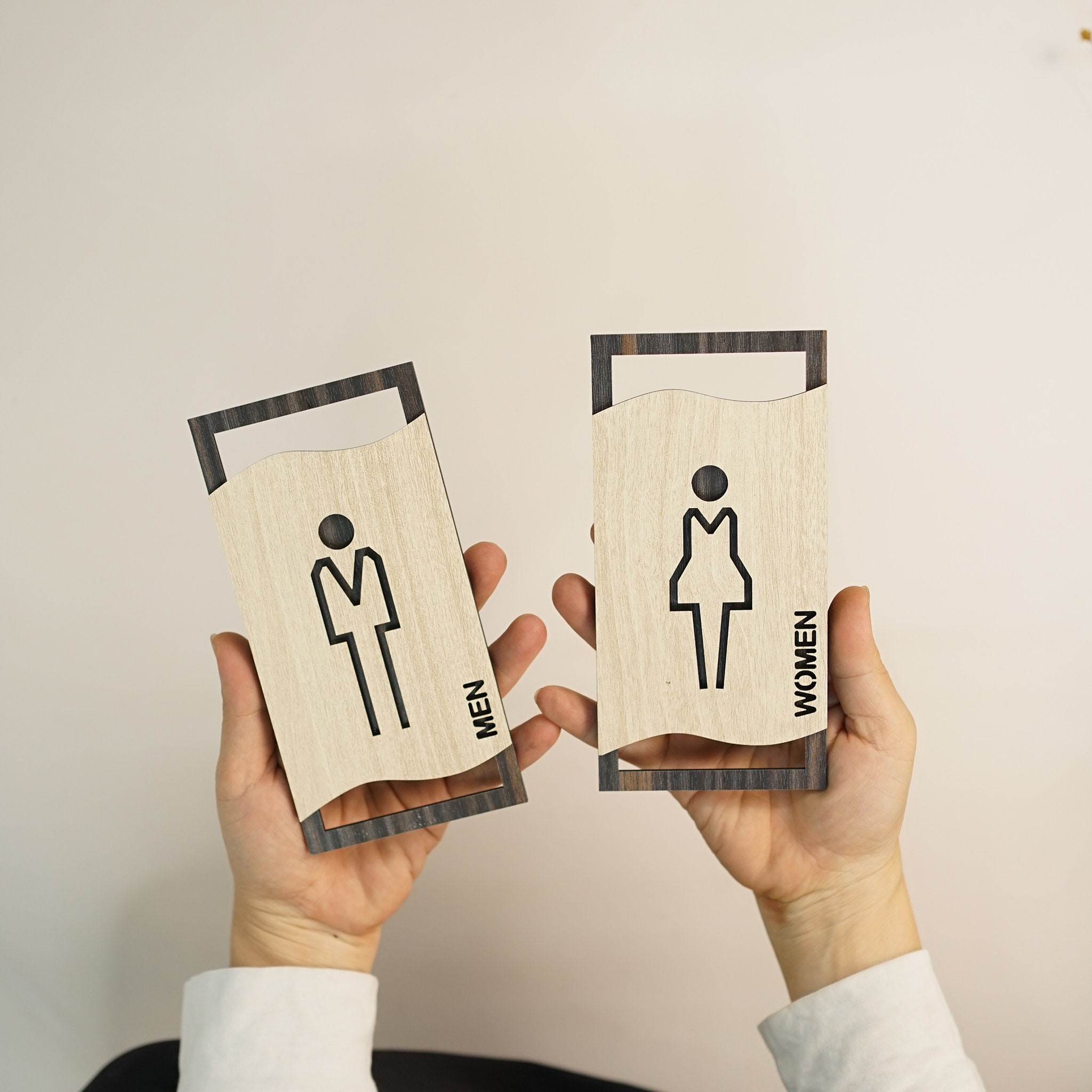 Restroom Sign, Mens Womens Bathroom Sign Custom, Toilet Door Signs ...